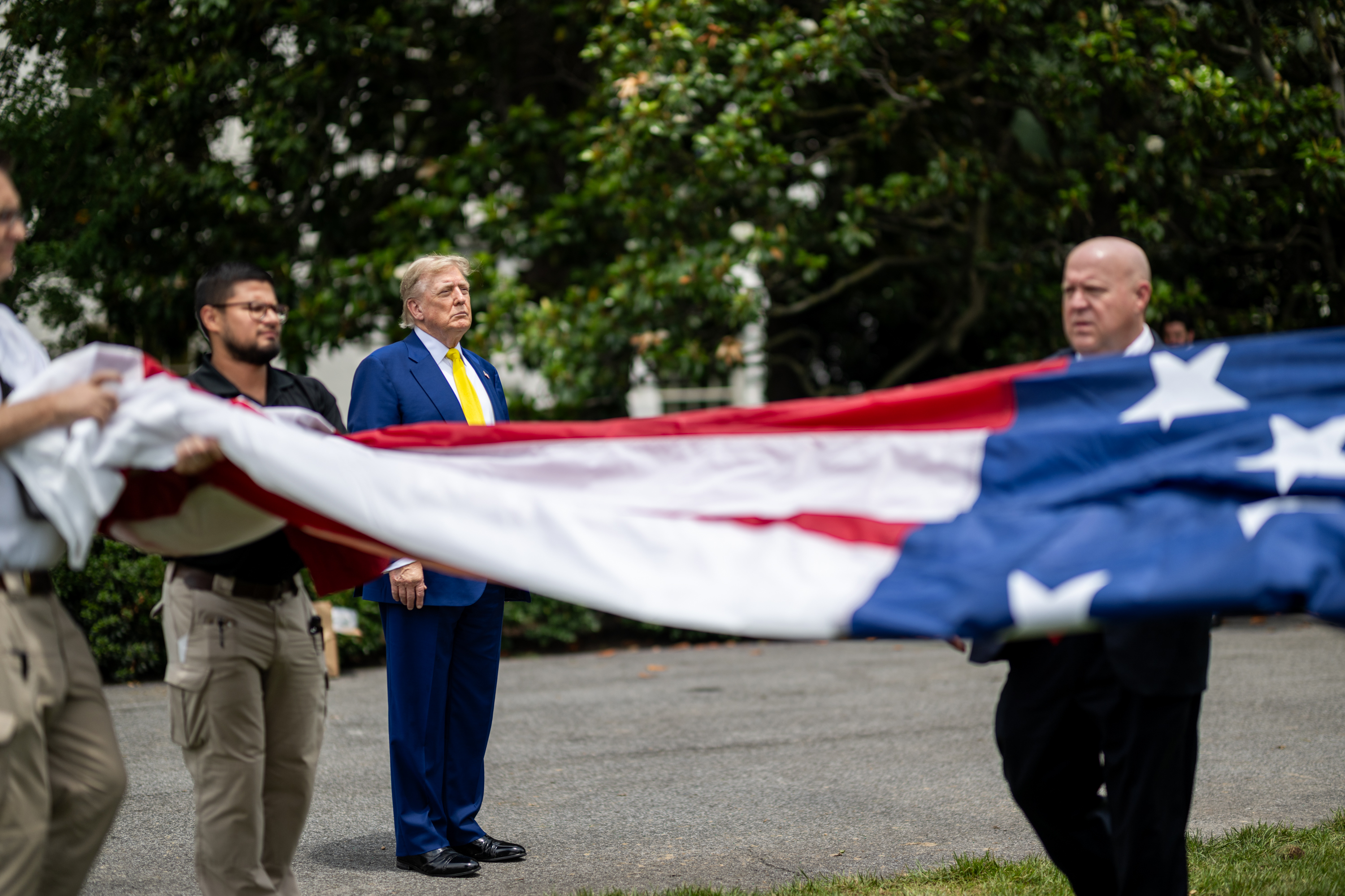 President Trump Raises New American Flag on South Lawn of the White ...