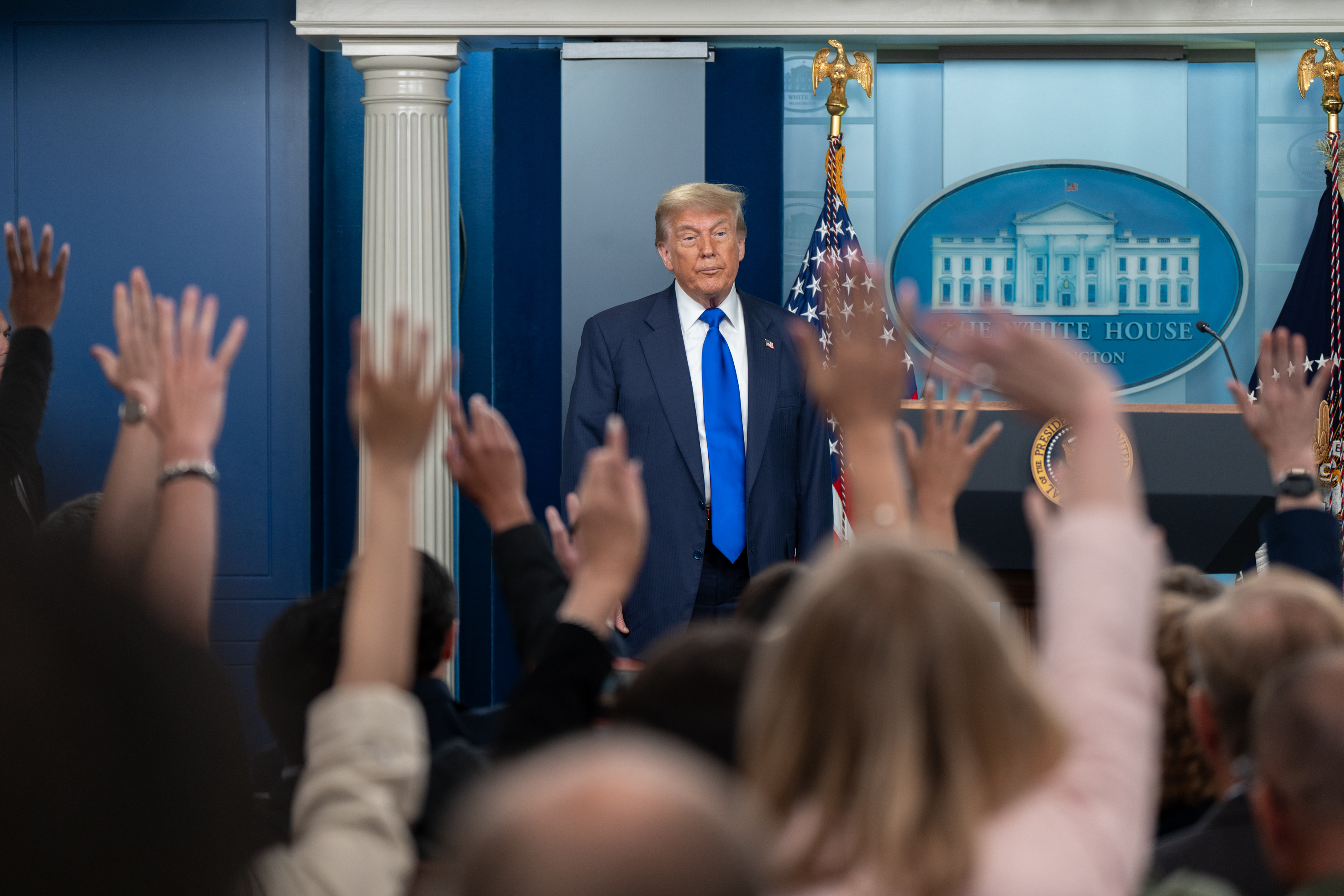 President Donald Trump holds a press conference with Attorney General ...