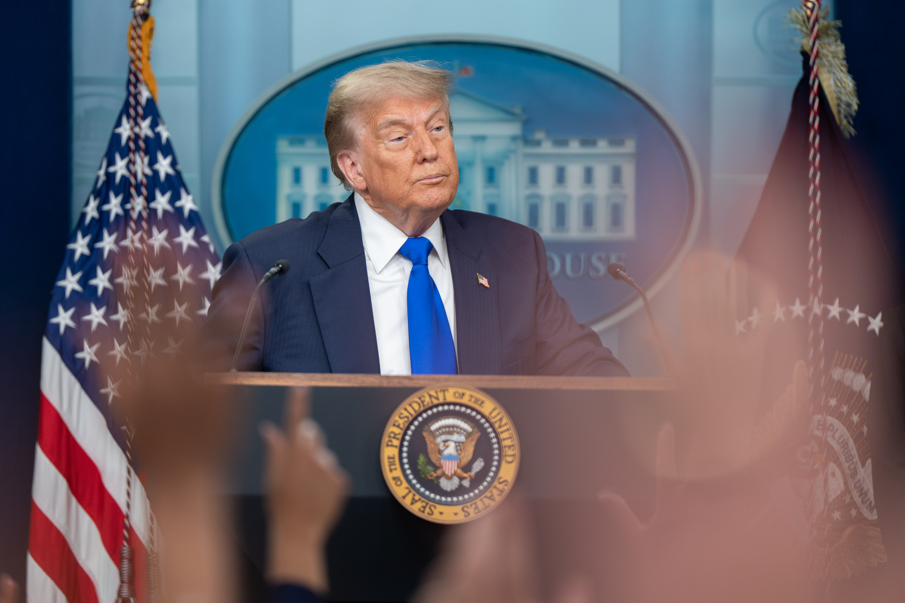 President Donald Trump holds a press conference with Attorney General ...