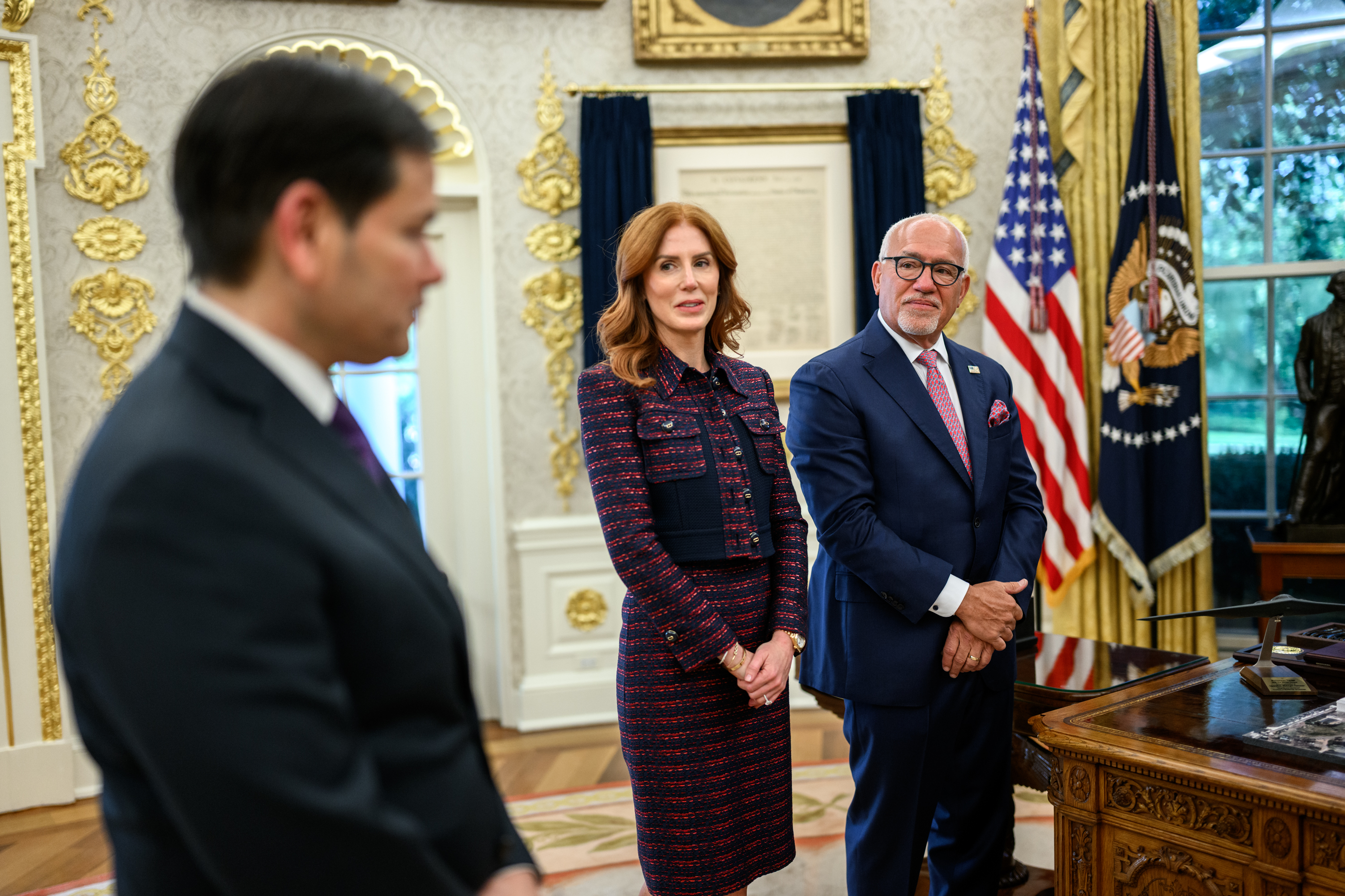 President Donald Trump participates in the swearing-in ceremony for U.S ...