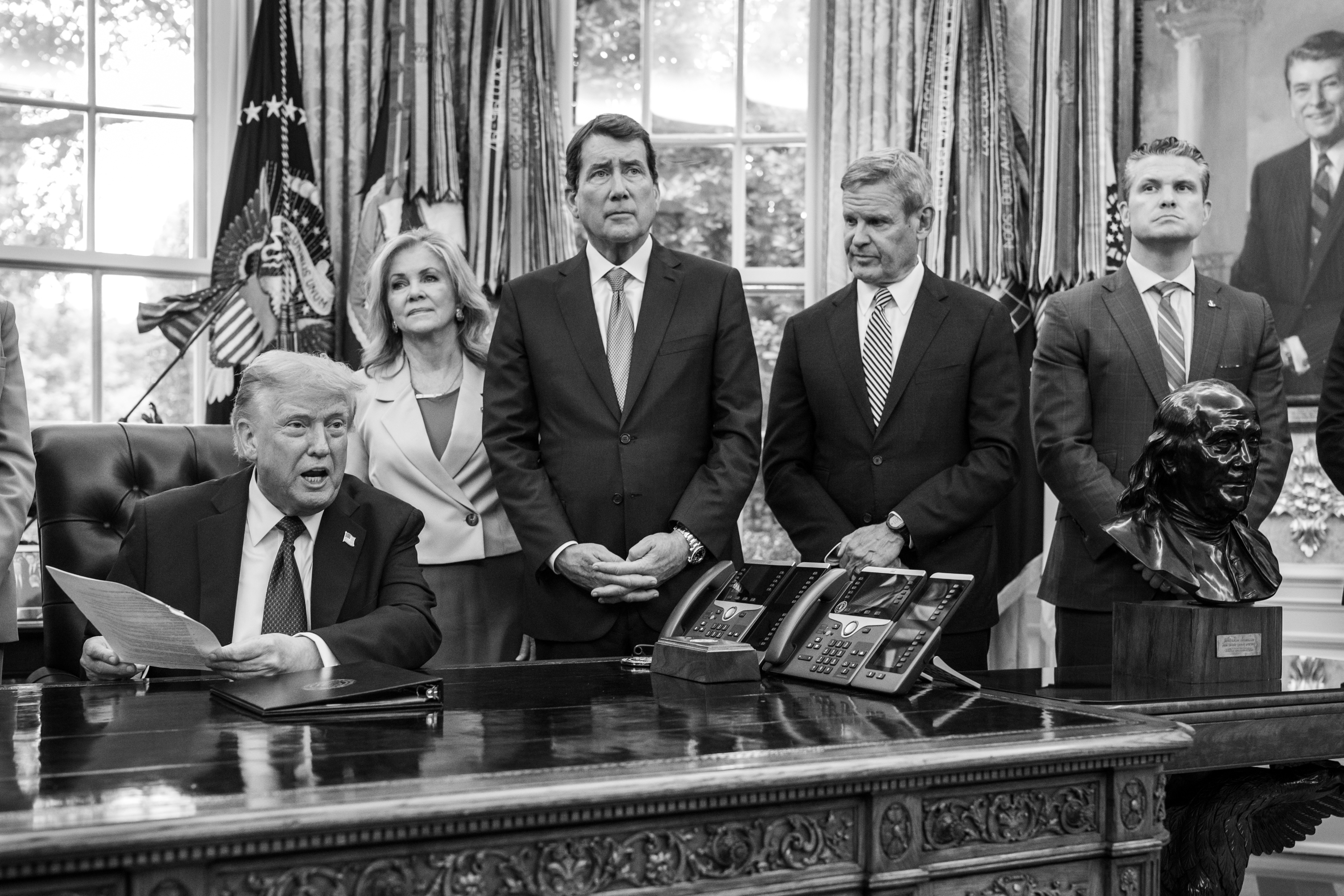 President Donald Trump signs a Presidential Memorandum that will deploy ...