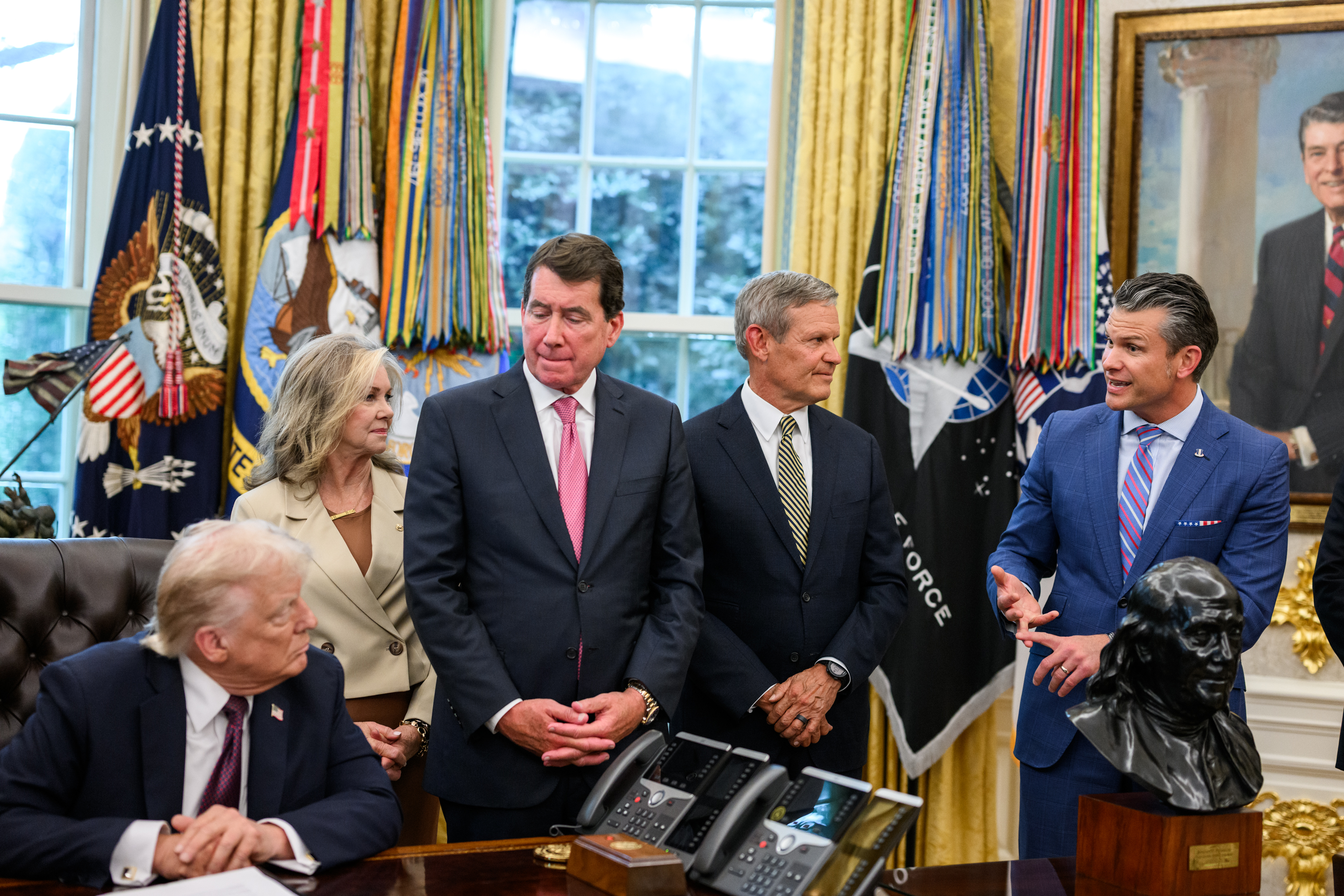 President Donald Trump signs a Presidential Memorandum that will deploy ...