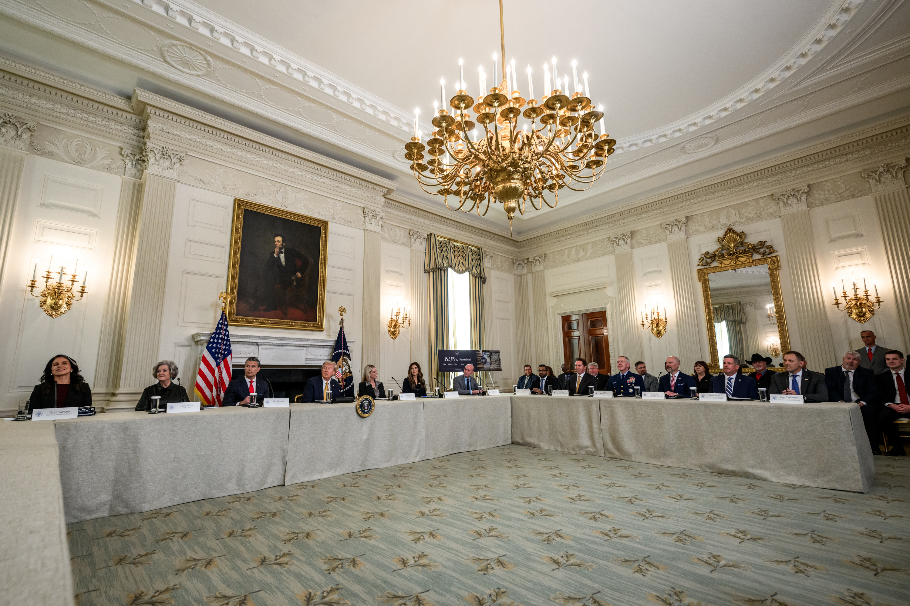 President Donald Trump attends a roundtable event launching the ...