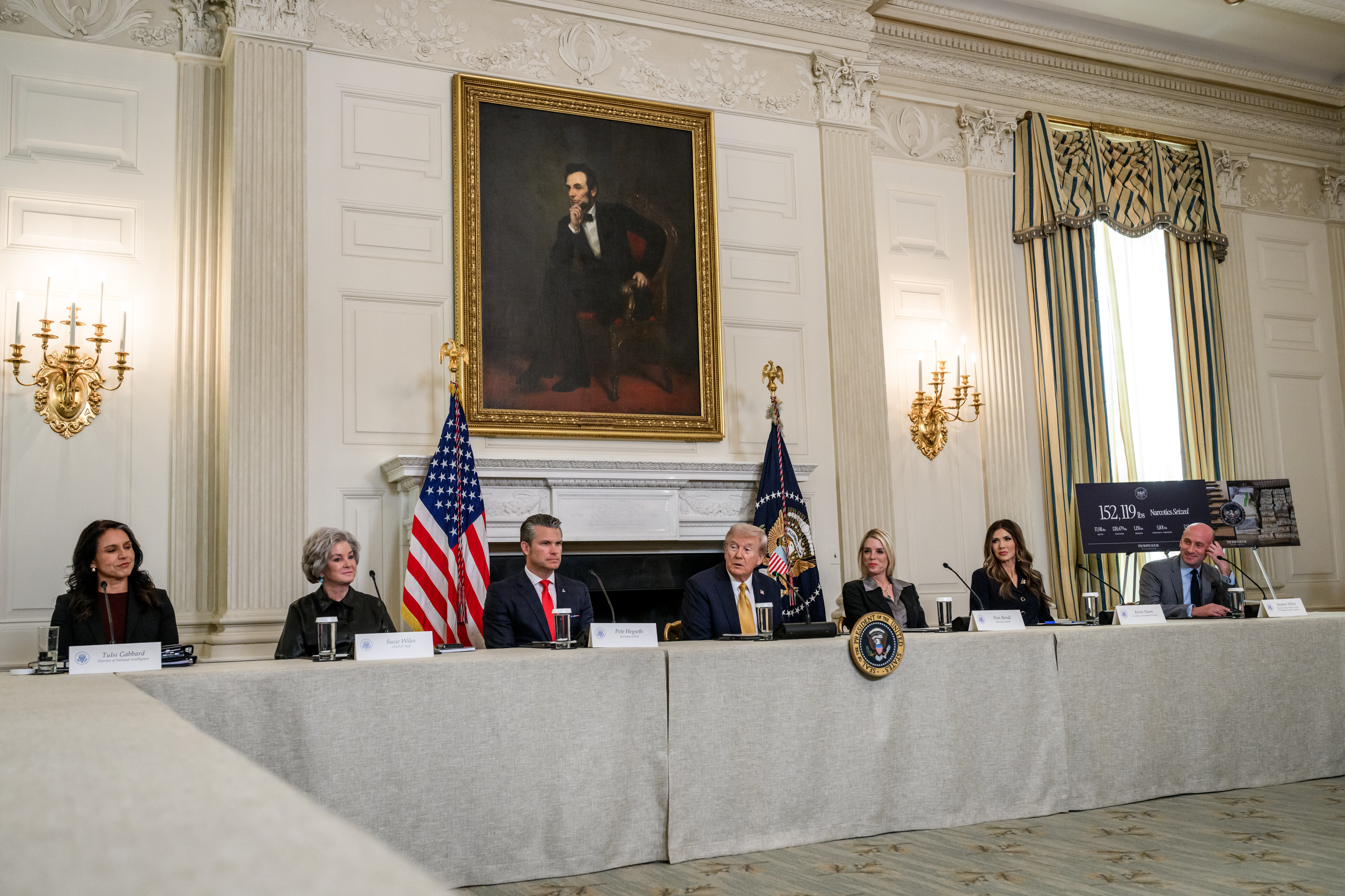 President Donald Trump attends a roundtable event launching the ...