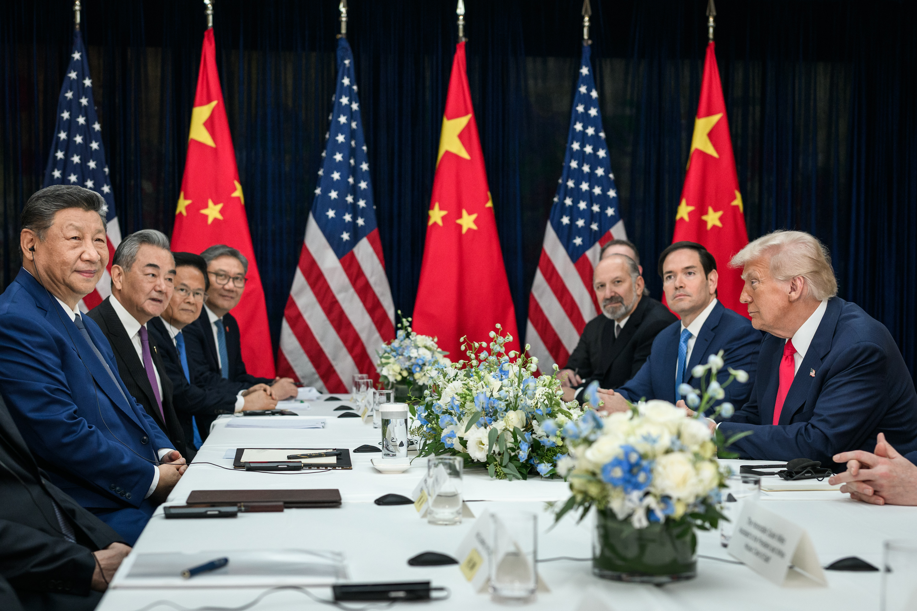 President Donald Trump participates in a bilateral meeting with Chinese ...