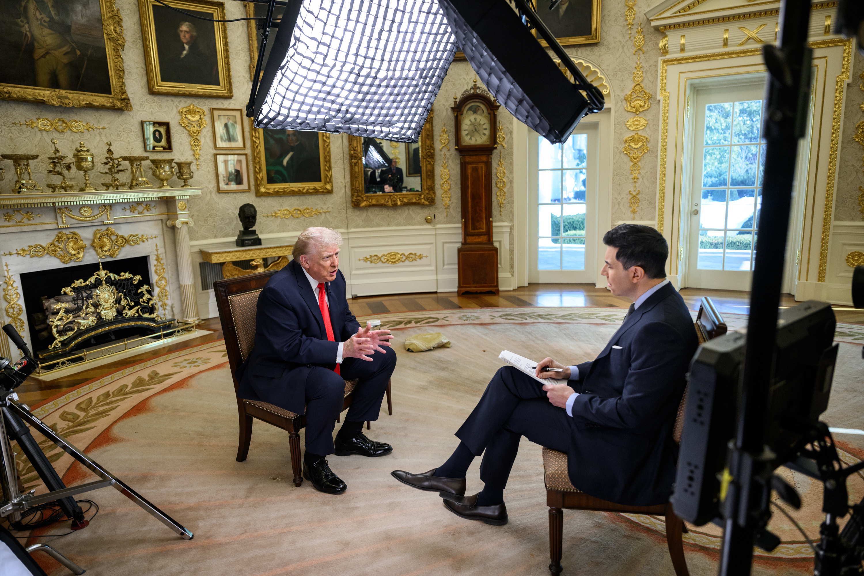 President Donald Trump sits for an interview with NBC News anchor Tom ...